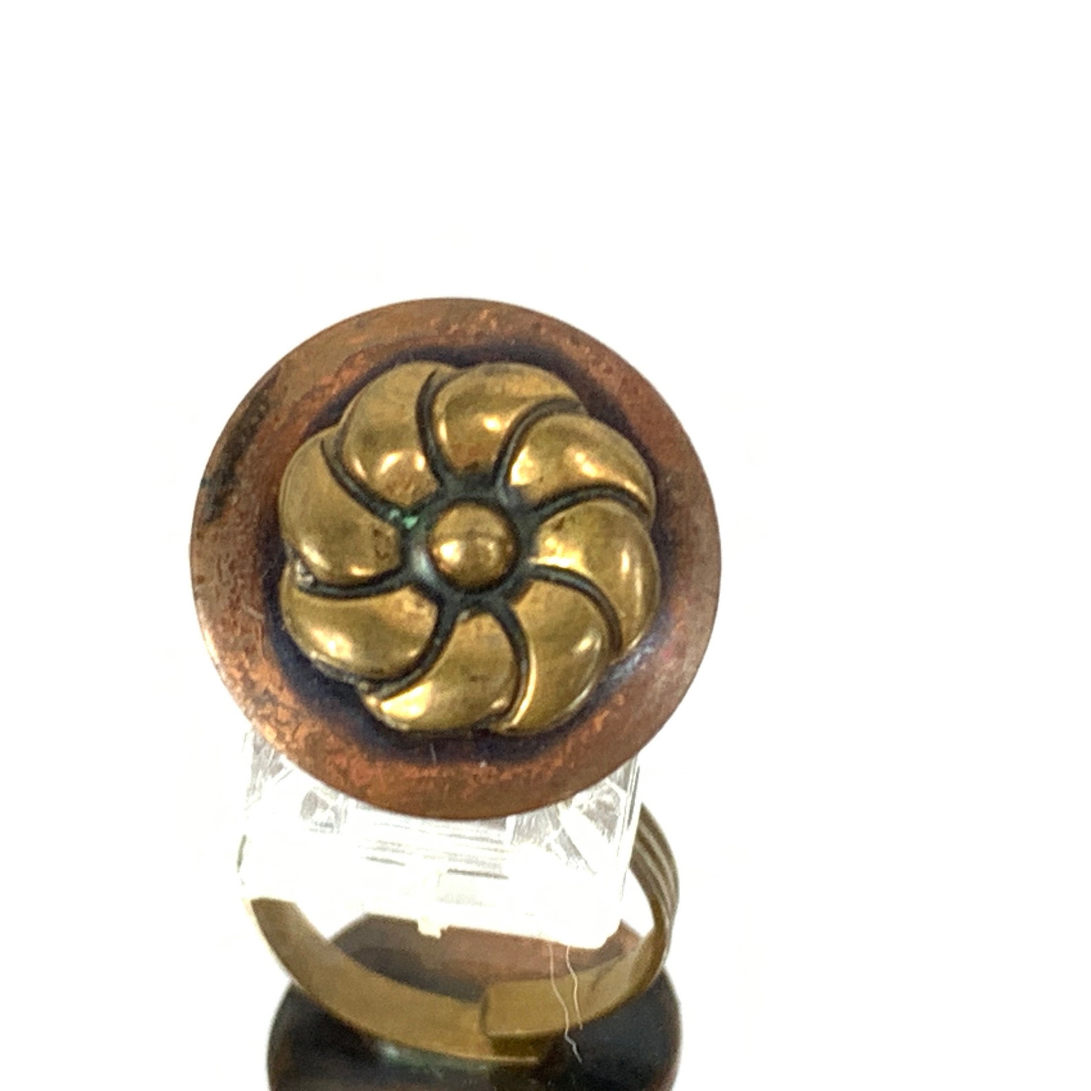 Artisan Copper and Brass Retro Repousse Ring - Etsy