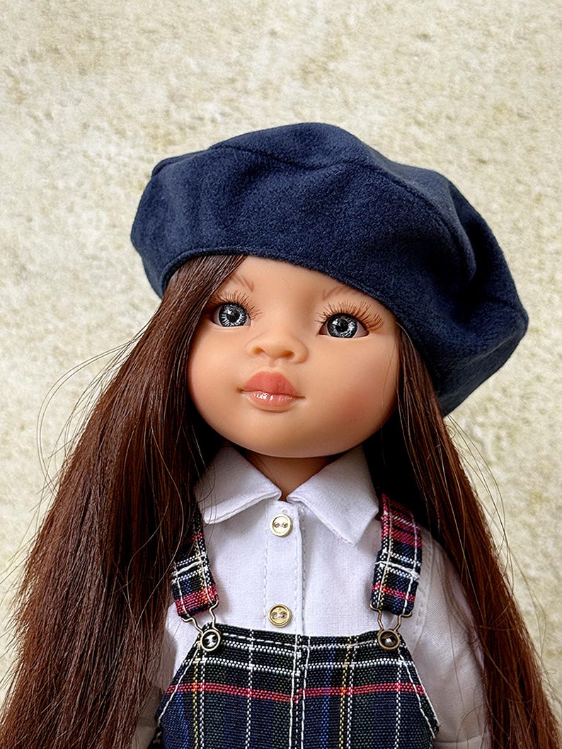 Paola Reina Doll Clothes 32cm | Plaid Overalls, Blouse, Beret Set ...