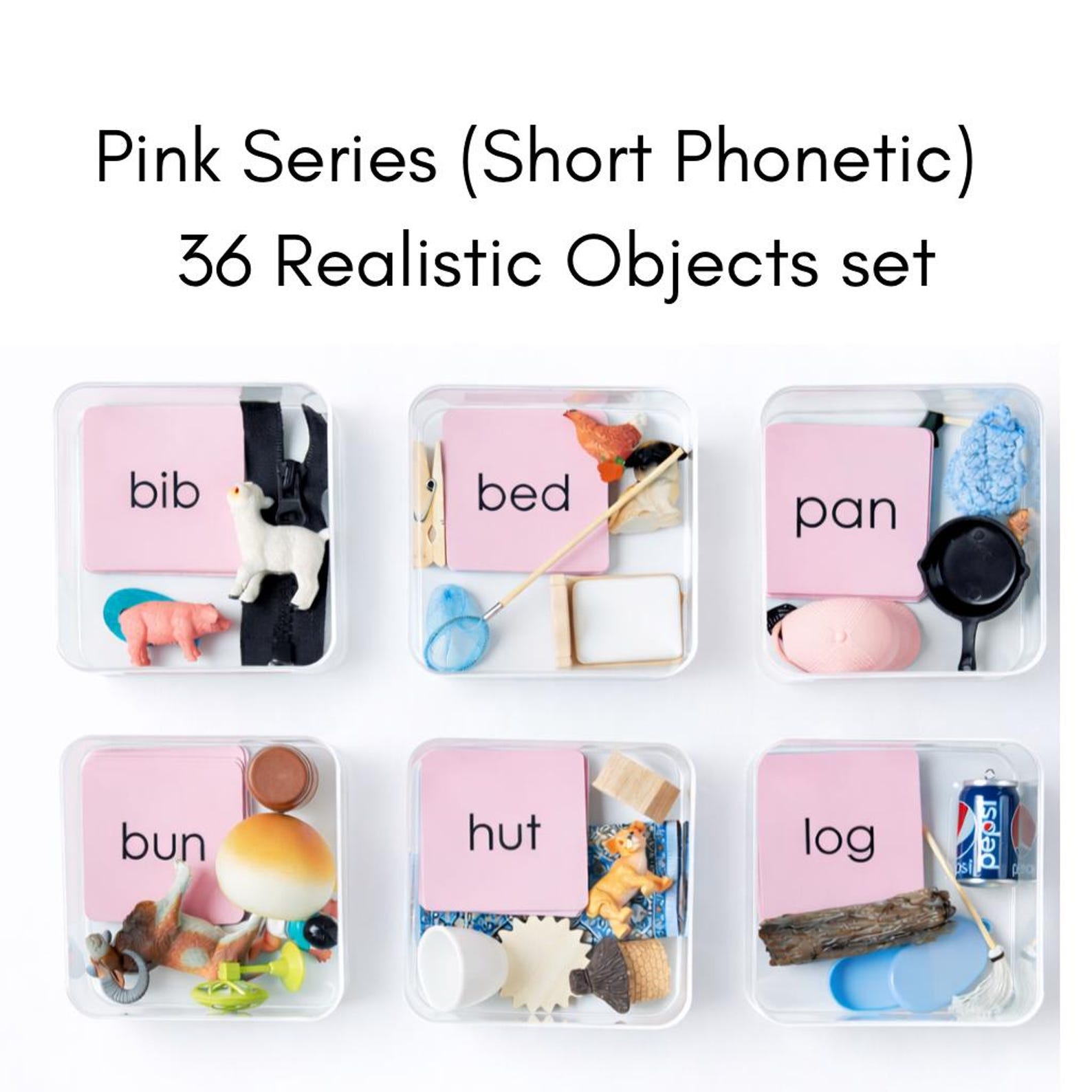 Montessori Pink Series | 36 Short Phonetic Objects With Cards - Etsy