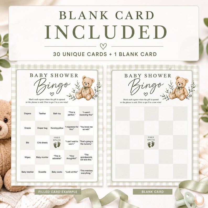 Baby Shower Bingo Game Cards, Gender Neutral Printable Activity (33 ...