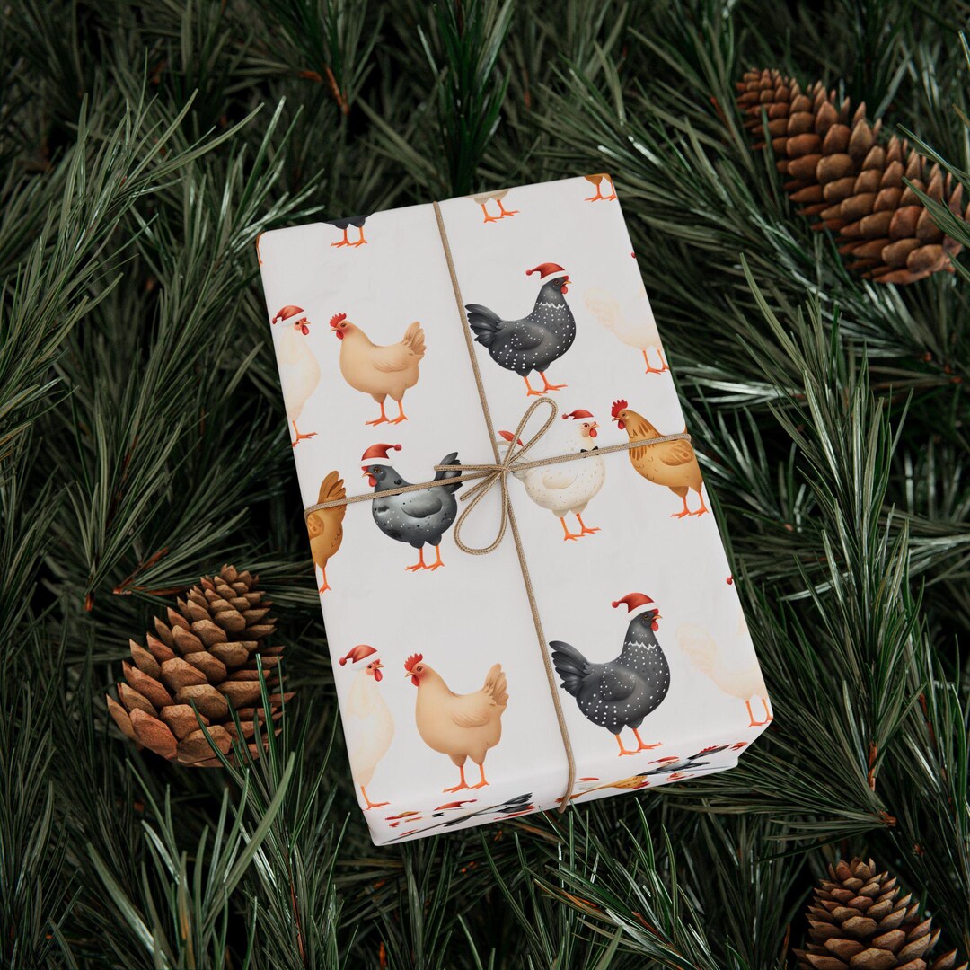 Farm Fresh Chicken Wrapping Paper – Rustic Hen Gift Wrap for Country ...