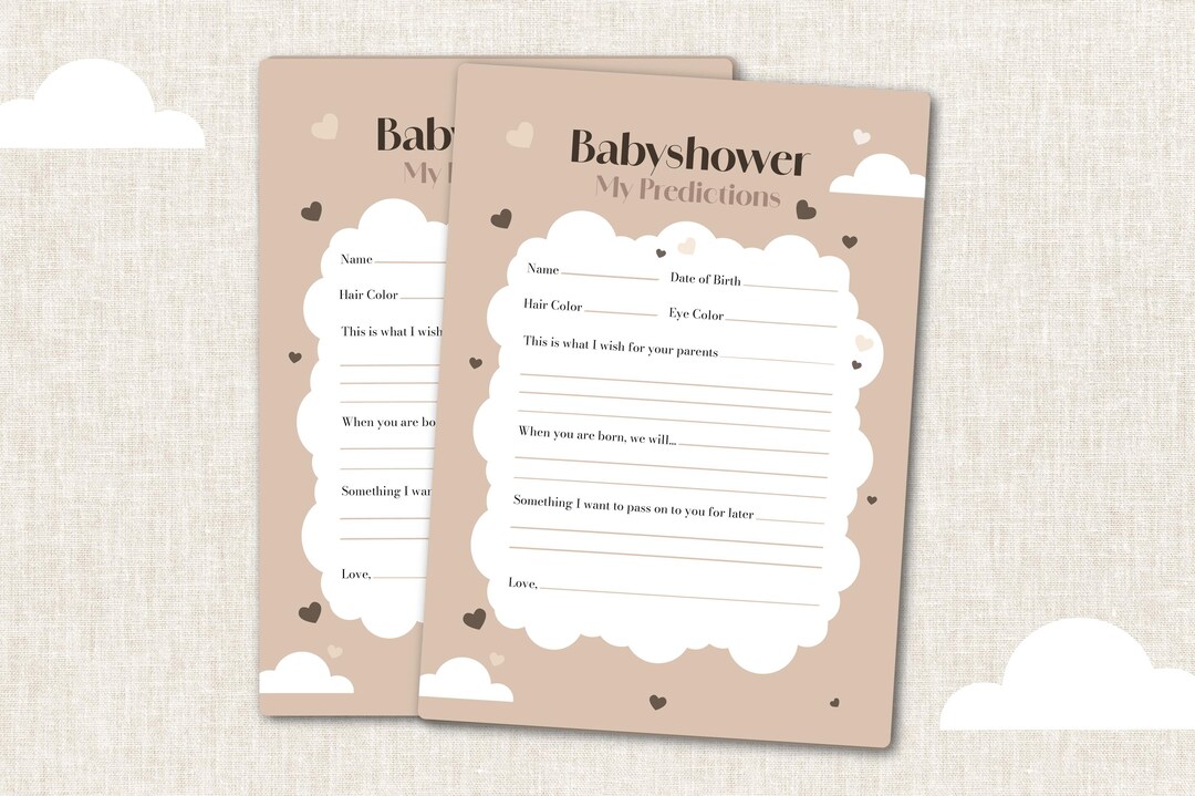 Bumpy Beige Baby Shower Fill-in Cards – Printable – Prediction Cards ...