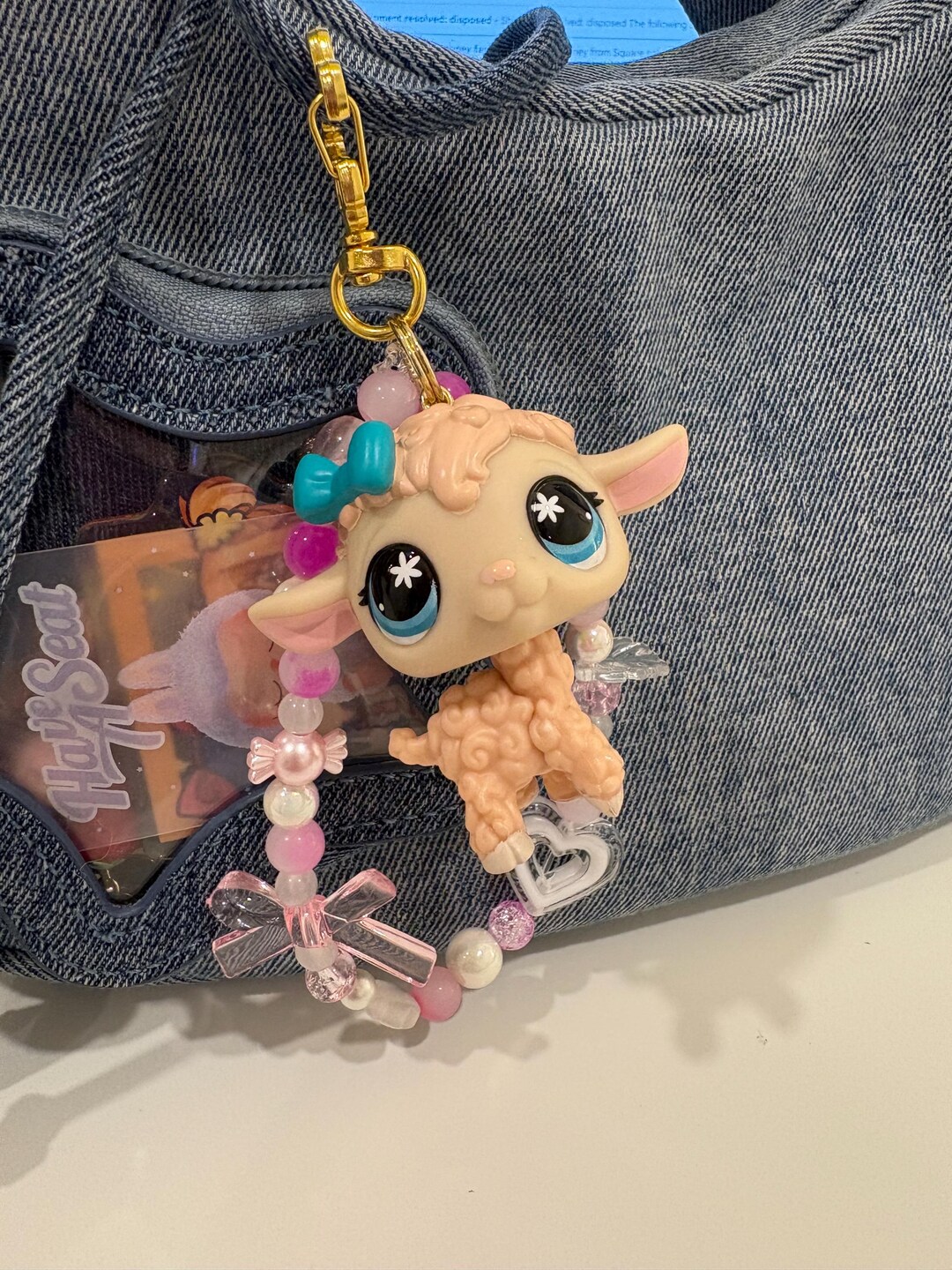 White & Pink Lamb Keychain – Cute Handmade Animal Charm - Etsy