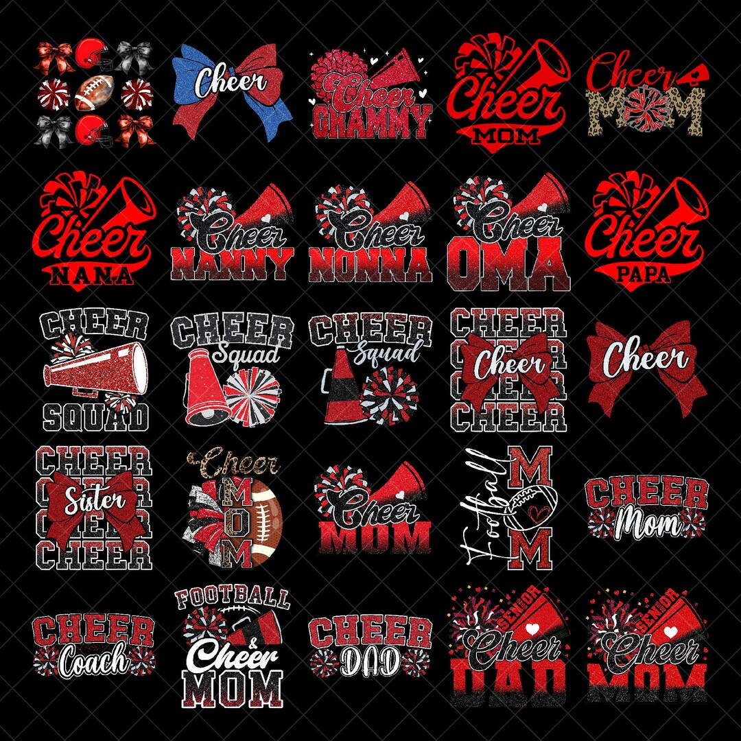 Cheer Black Red PNG Bundle | Cheer Mom Dad Family Squad Sublimation ...