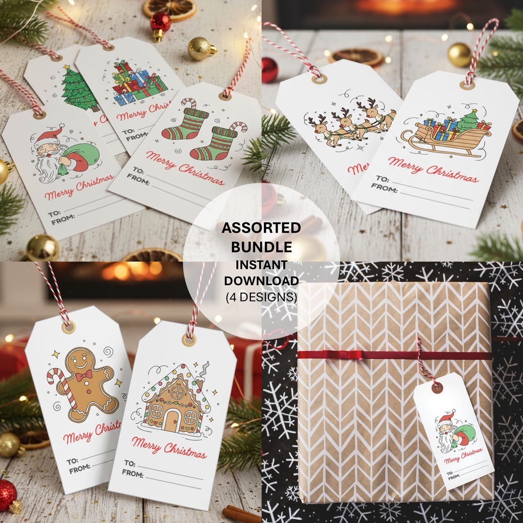 Christmas Gift Tags Bundle | Festive Holiday Wrapping (digital Download ...