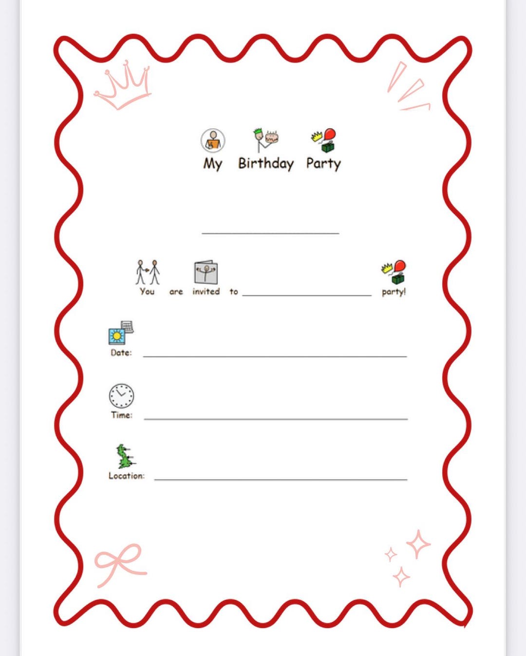 Simple Visual Birthday Party Invitation - Etsy