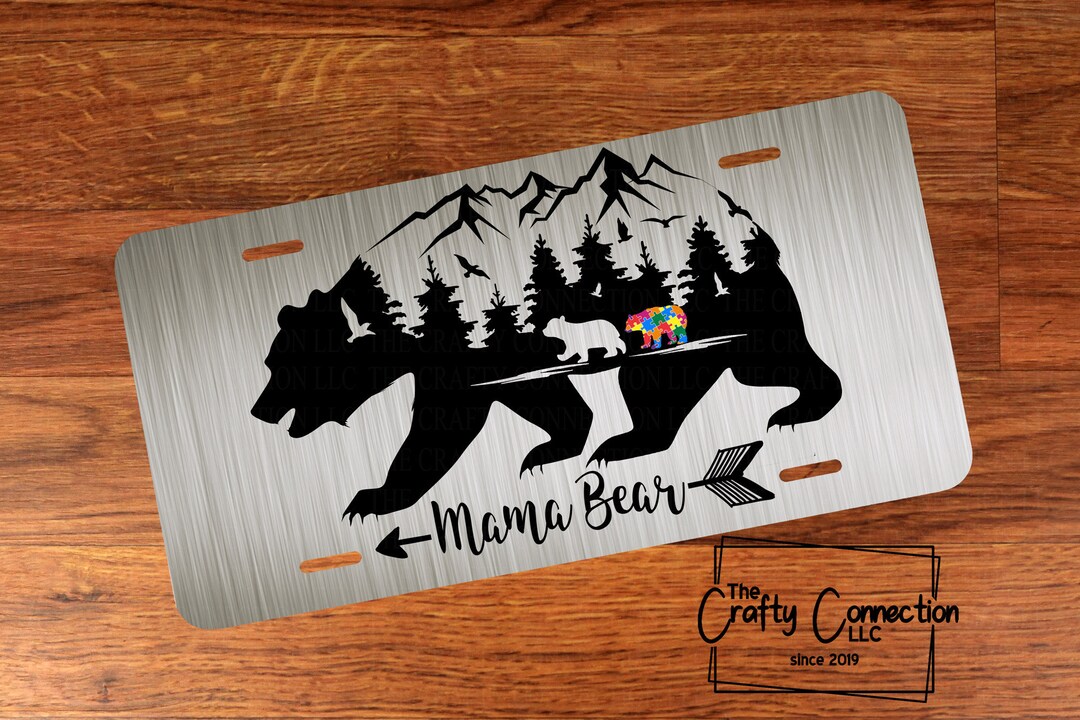 Mama Bear License Plate, License Plate Bear With 2 Cubs, Front License ...