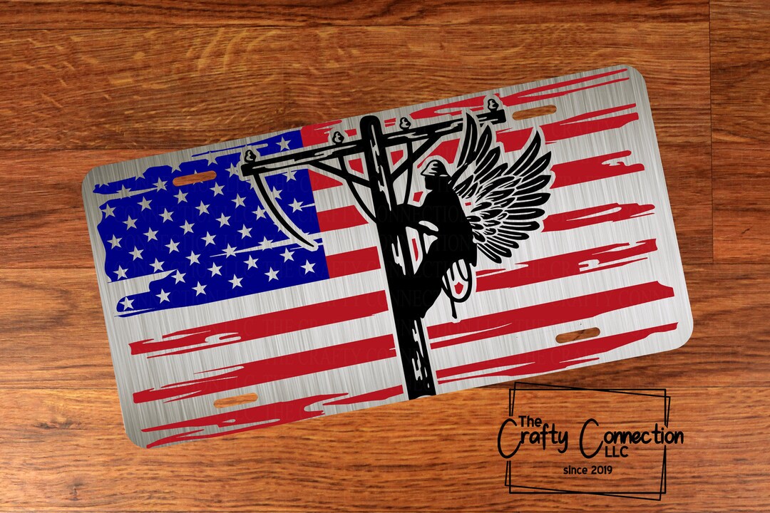 Lineman Front License Plate - Lineman Angel License Plate - Custom ...