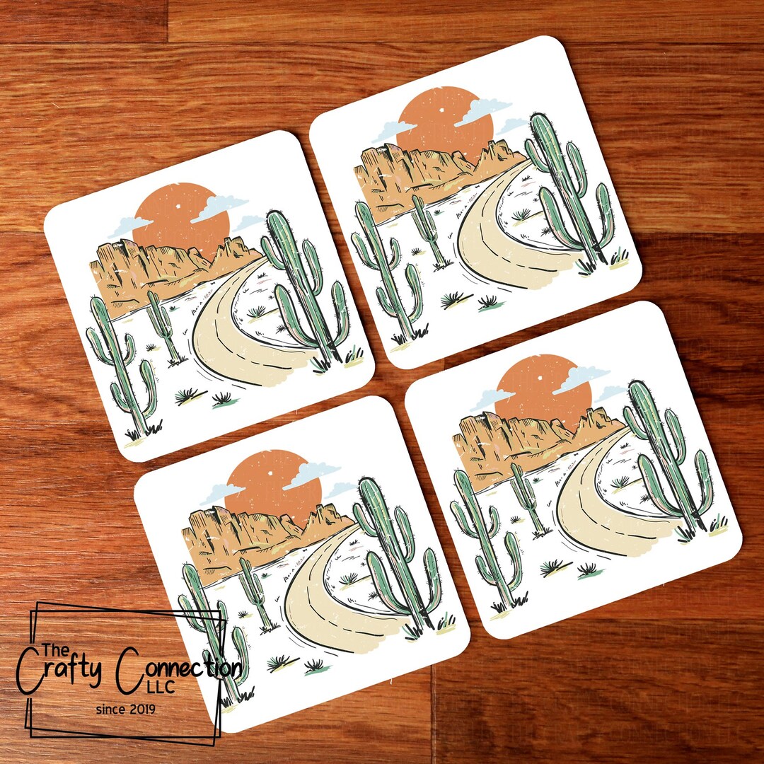 Desert Coaster Set Neoprene Coaster Set Desert Cactus Coffee - Etsy