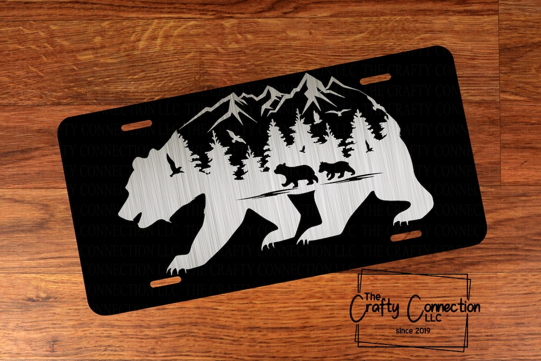 Mama Bear License Plate, Front License Plate Bear With 2 Cubs - Etsy