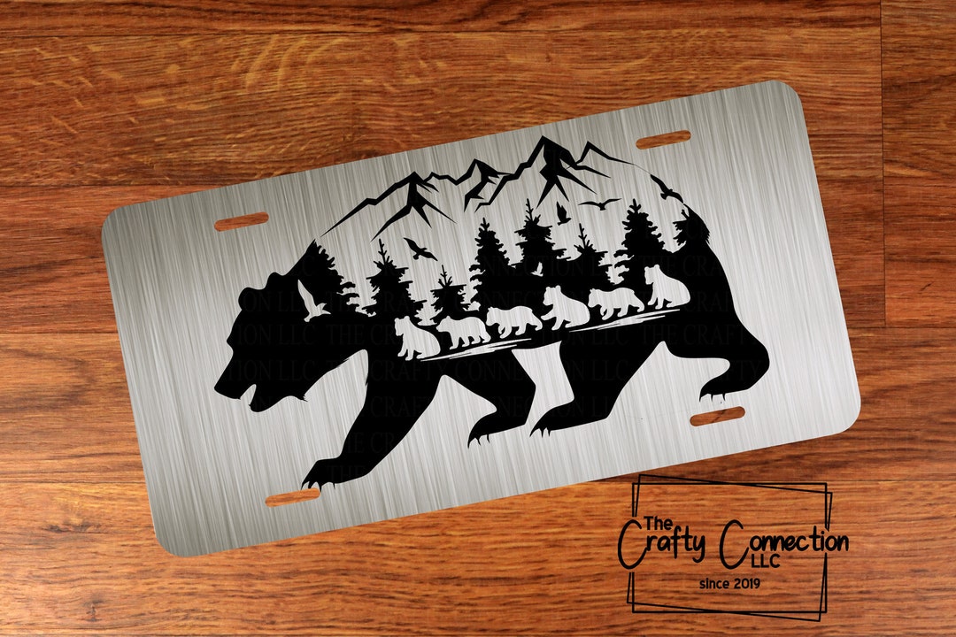 Bear License Plate - Bear With 6 Cubs Front License Plate - Etsy