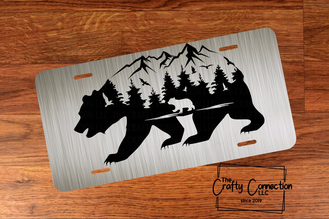 Mama Bear Front License Plate Bear With 1 Cub License Plate - Etsy
