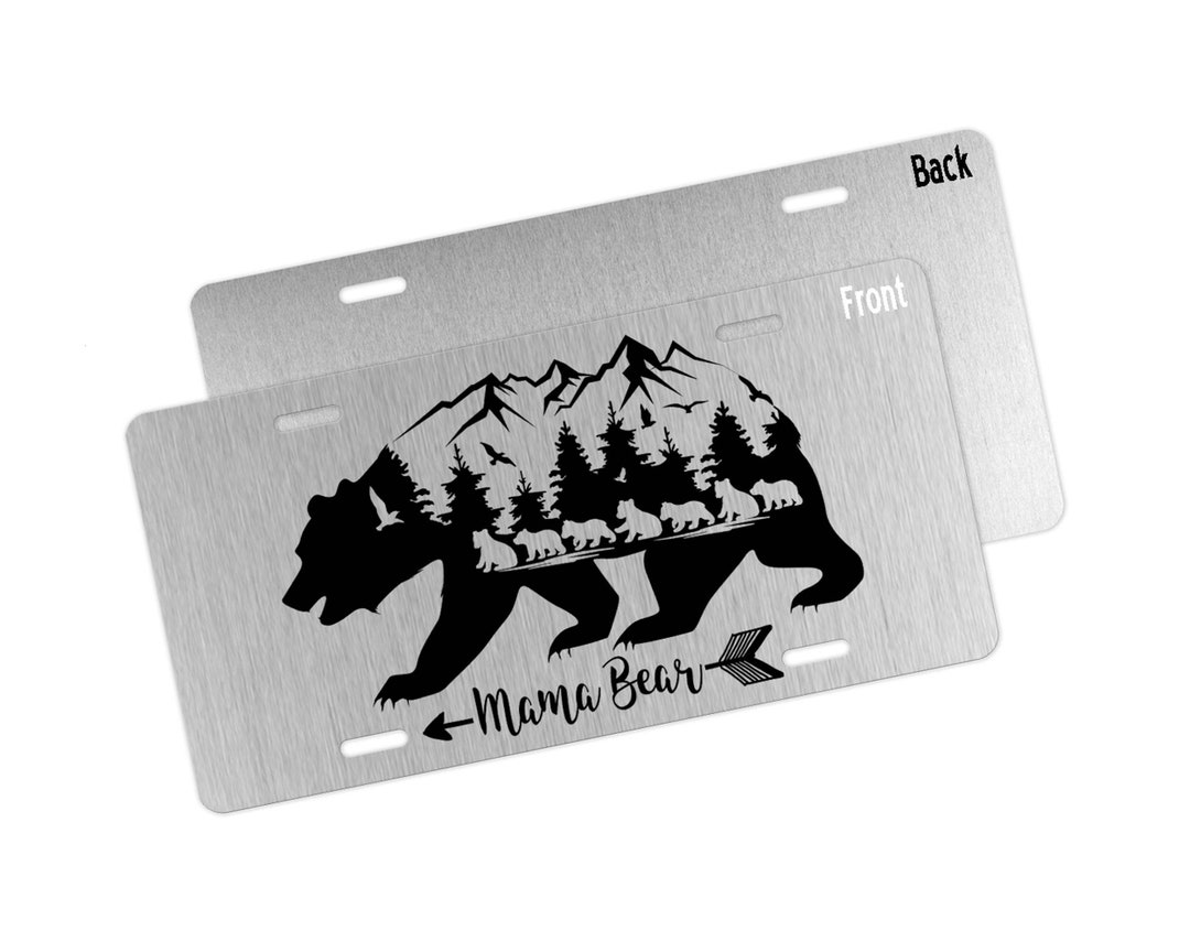 Mama Bear Front License Plate, Bear License Plate With 7 Cubs, Bear ...