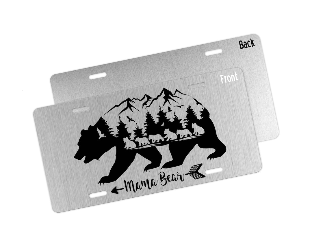 Mama Bear Front License Plate, Bear License Plate With 6 Cubs, Bear ...
