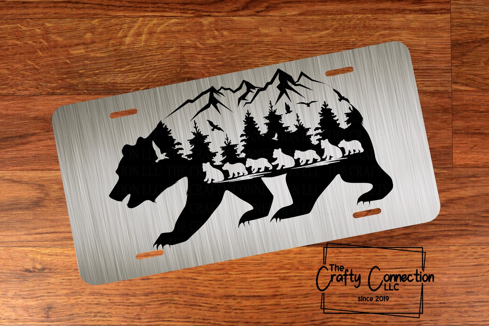 Bear License Plate Bear With 7 Cubs Front License Plate | Etsy