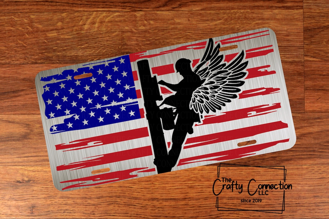 Lineman Front License Plate - Lineman Angel License Plate - Custom ...