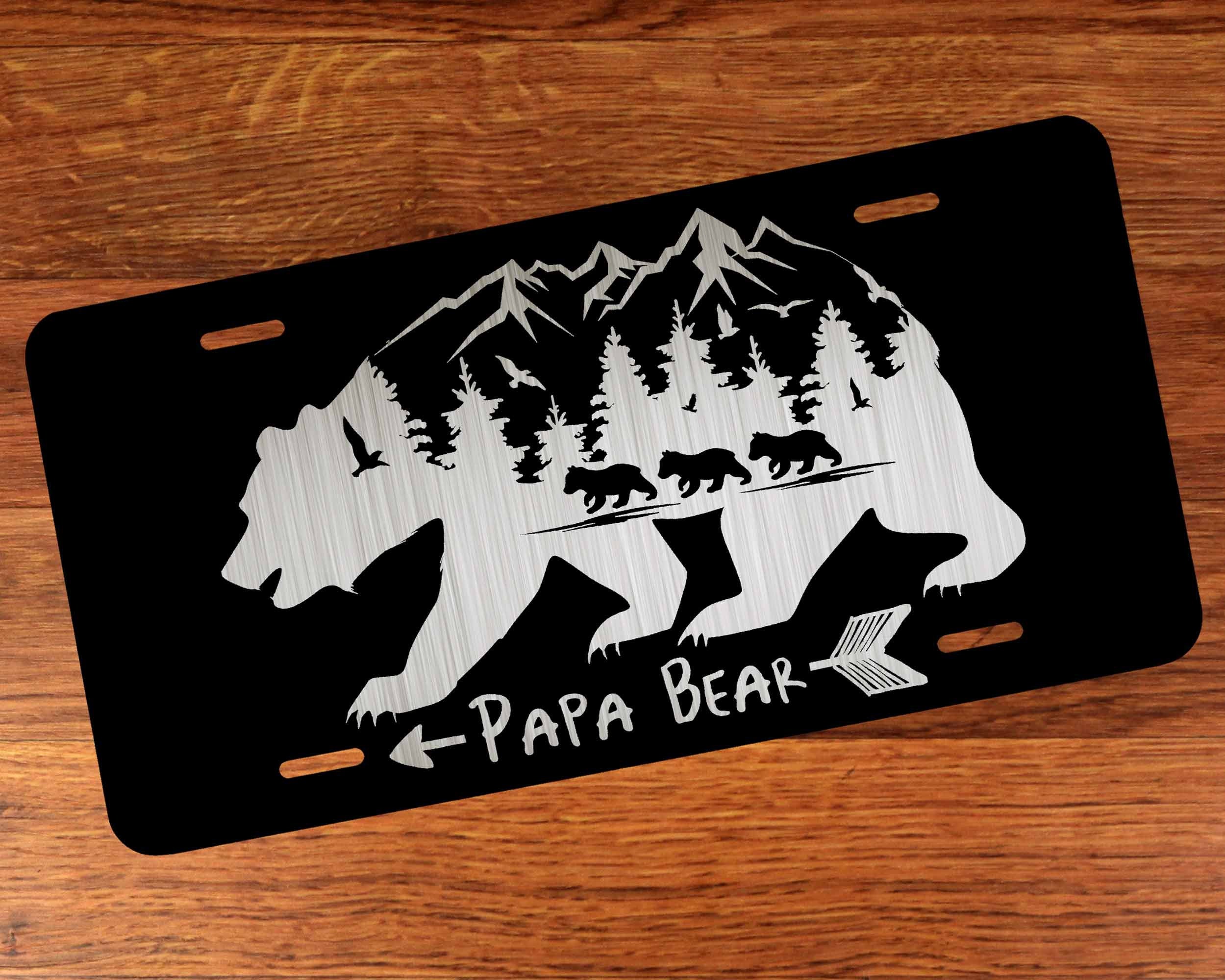 Papa Bear Front License Plate, Bear License Plate With 3 Cubs, Bear ...