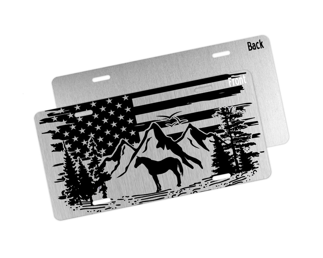 Horse Front License Plate, Horse License Plate With Flag, Vanity ...