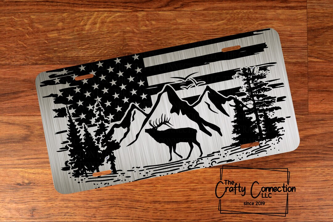 Elk Front License Plate, American Flag License Plate, Elk License Plate ...