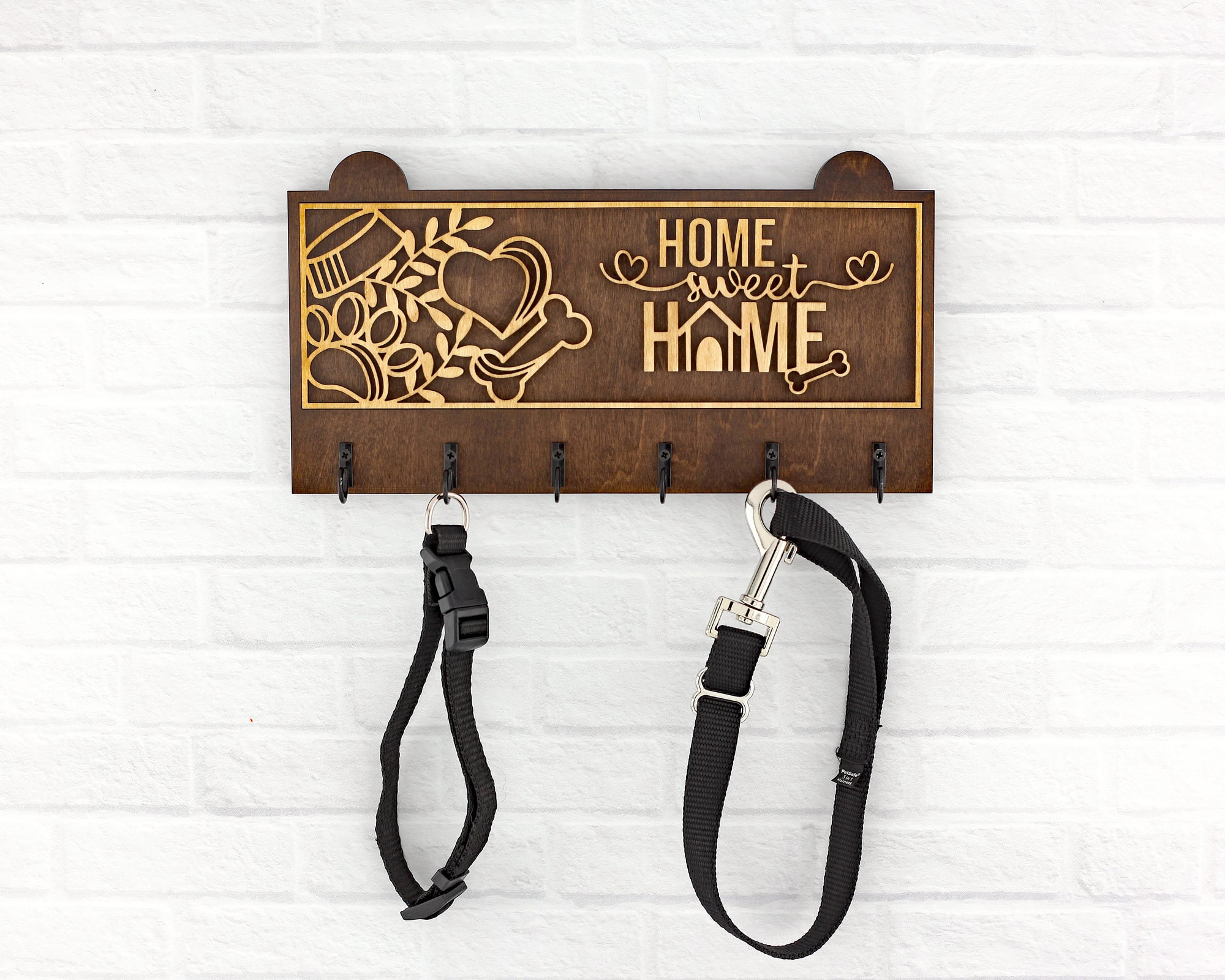 Key Holder for Wall, Key Hanger or Dog Leash Holder With Hooks, Home ...