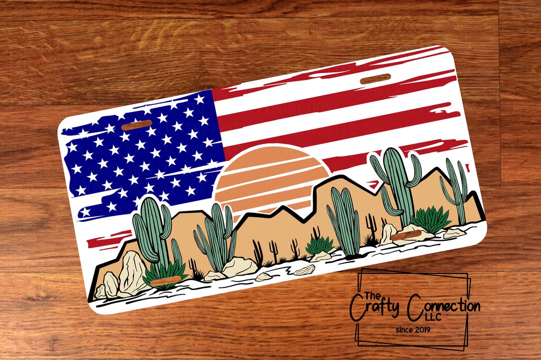 Desert Flag Front License Plate, Custom Vanity License Plate, Car Tag ...