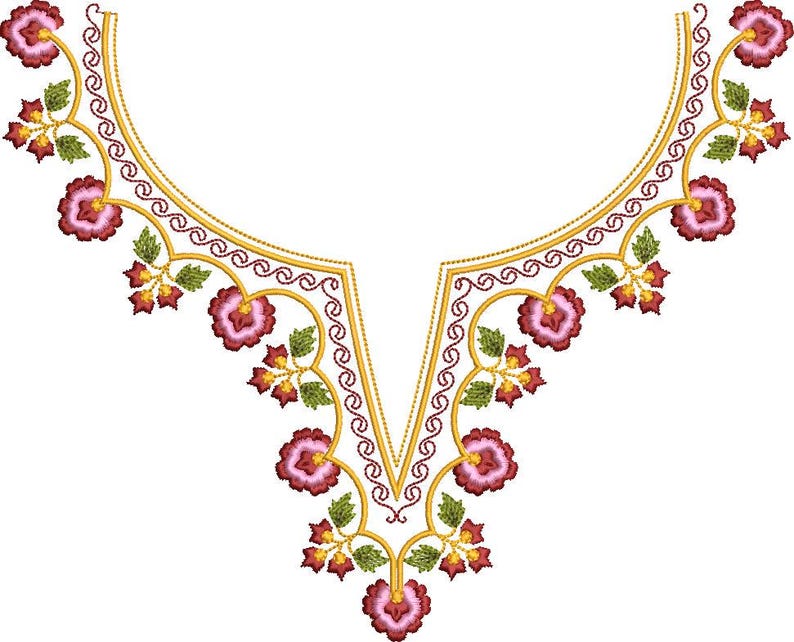 Small Neck Embroidery Design: Machine Embroidery Pattern for Blouse ...