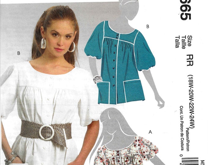 Mccall's M5665 Misses Tops Sewing Pattern 5665 Boho Smock Plus Size 18W ...