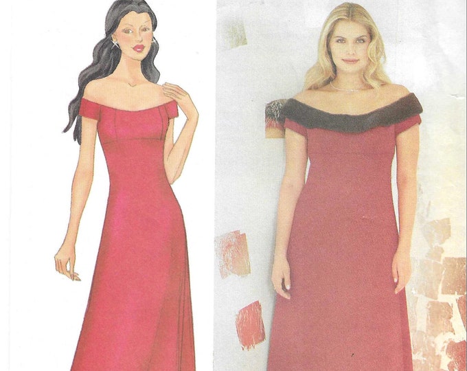 Butterick 6876 Evening Dress and Detachable Collar Sewing Pattern UNCUT ...