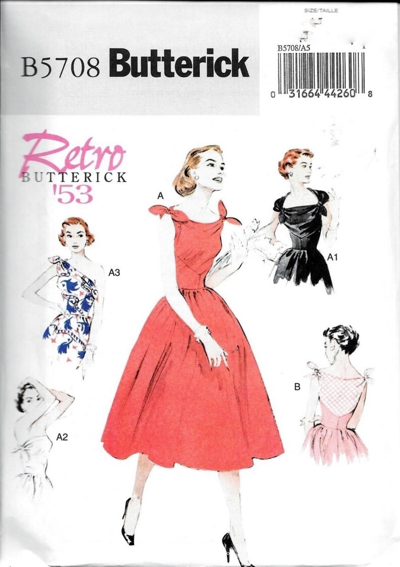 Butterick B5708 Retro 1950s Reissue Womens Rockabilly Dress Sewing ...