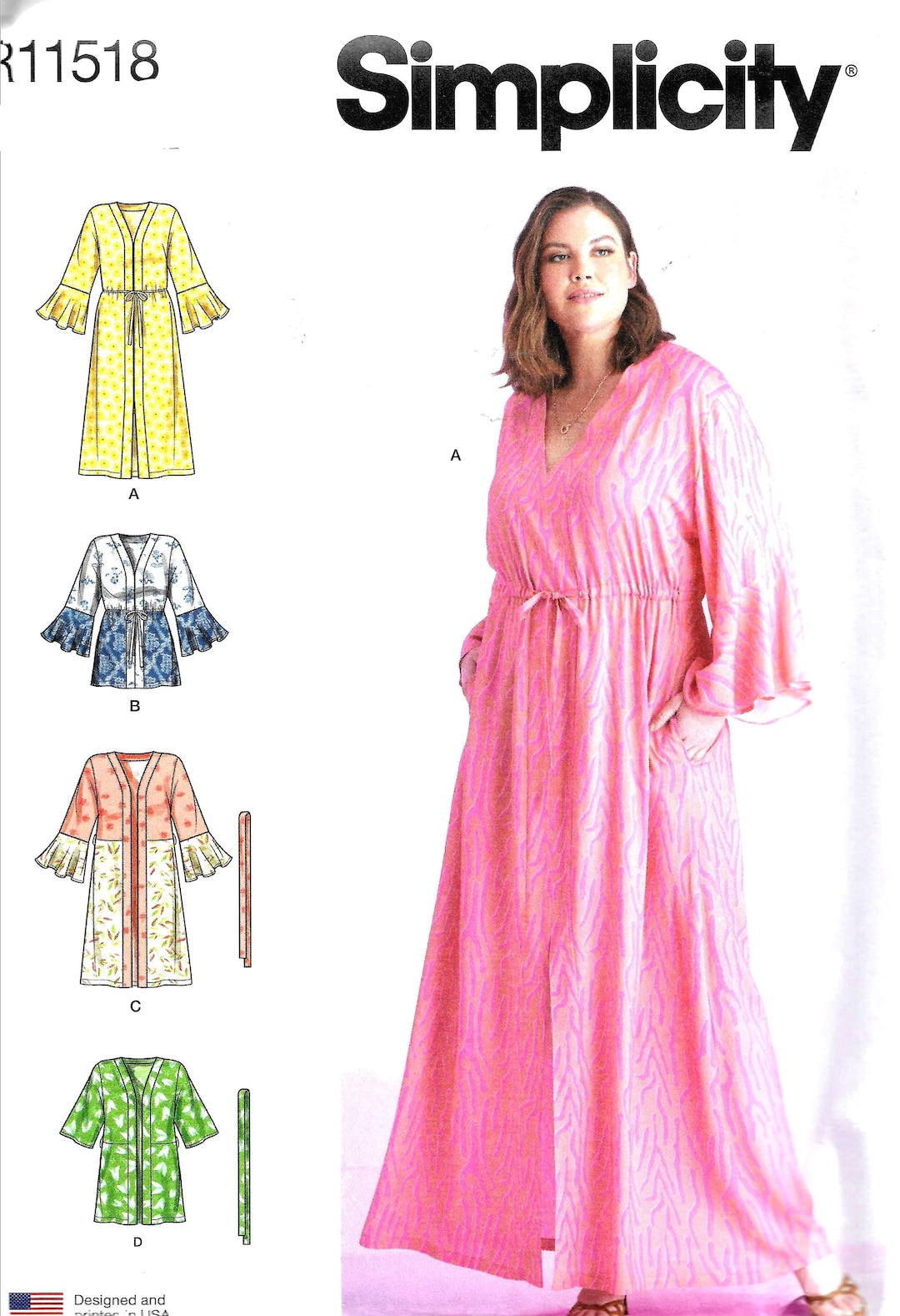 Simplicity R11518/S9603 Caftan's and Wraps Flared Sleeves Sewing ...