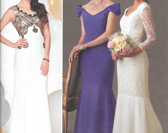 Butterick 6876 Evening Dress and Detachable Collar Sewing Pattern UNCUT ...