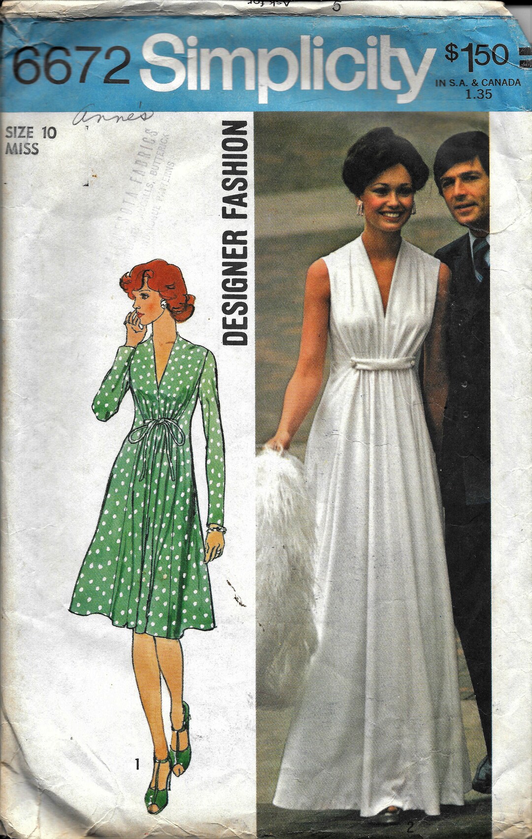 Vintage 1970s Simplicity 6672 Designer Evening DRESS Sewing - Etsy