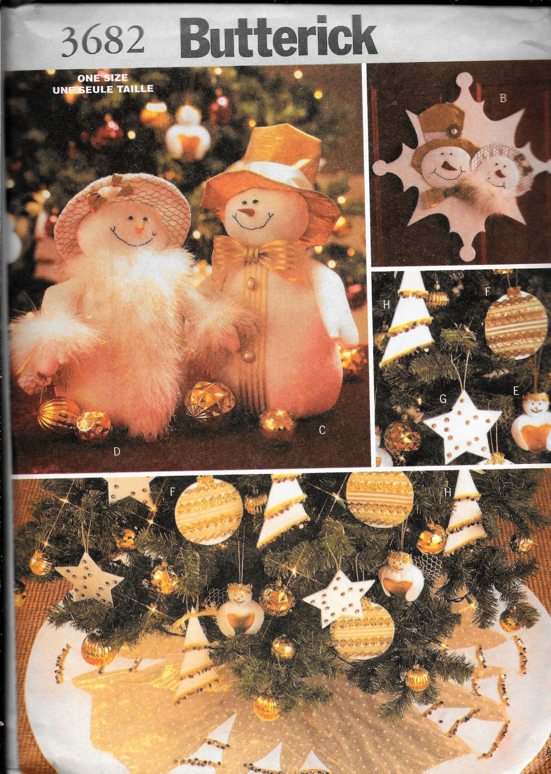 Butterick 3682 Snowman Frosty and Mrs Christmas Angels, Ornaments Tree ...