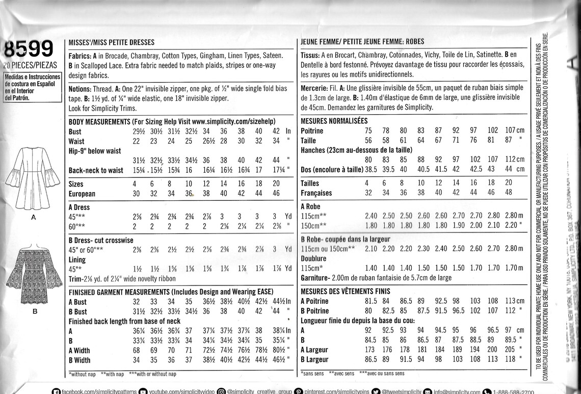 Simplicity 8599 Designer Cynthia Rowley Lace Evening Dress | Etsy