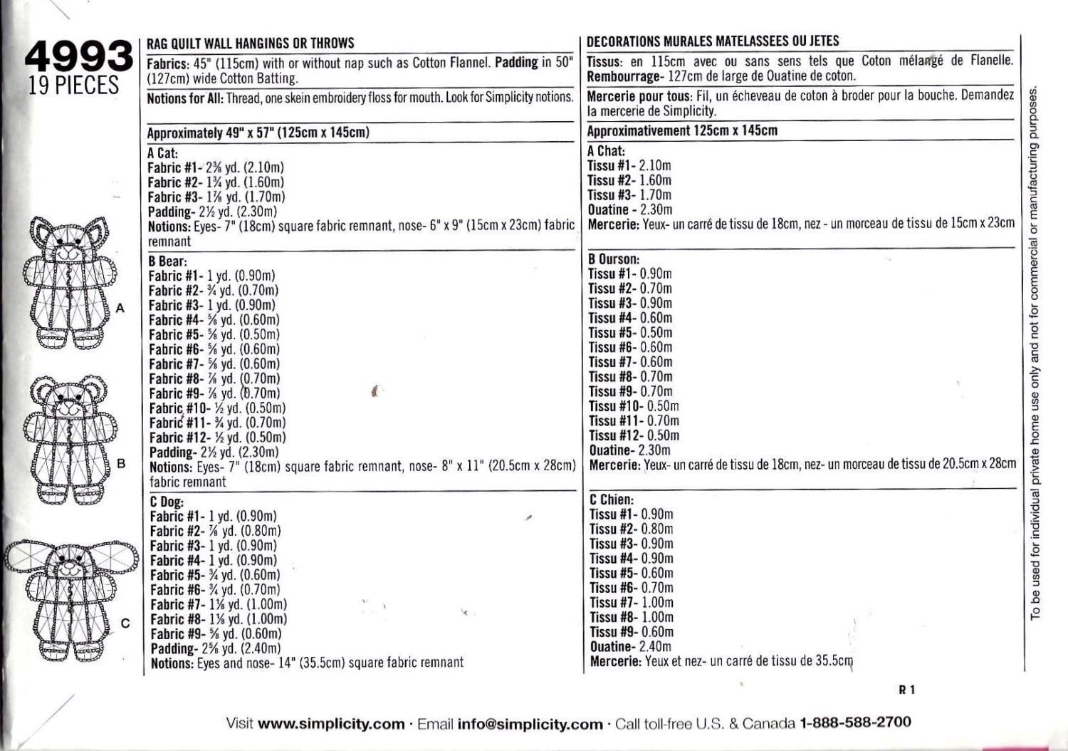 Simplicity 4993 Animal Rag Quilt Rug Pattern Longia Miller Dog - Etsy
