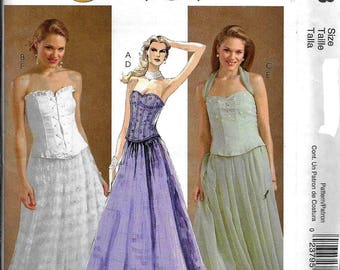 Mccall's 3853 Evening Elegance Boned Top and Skirt Dress Sewing Pattern UNCUT Size 12, 14, 16 ...