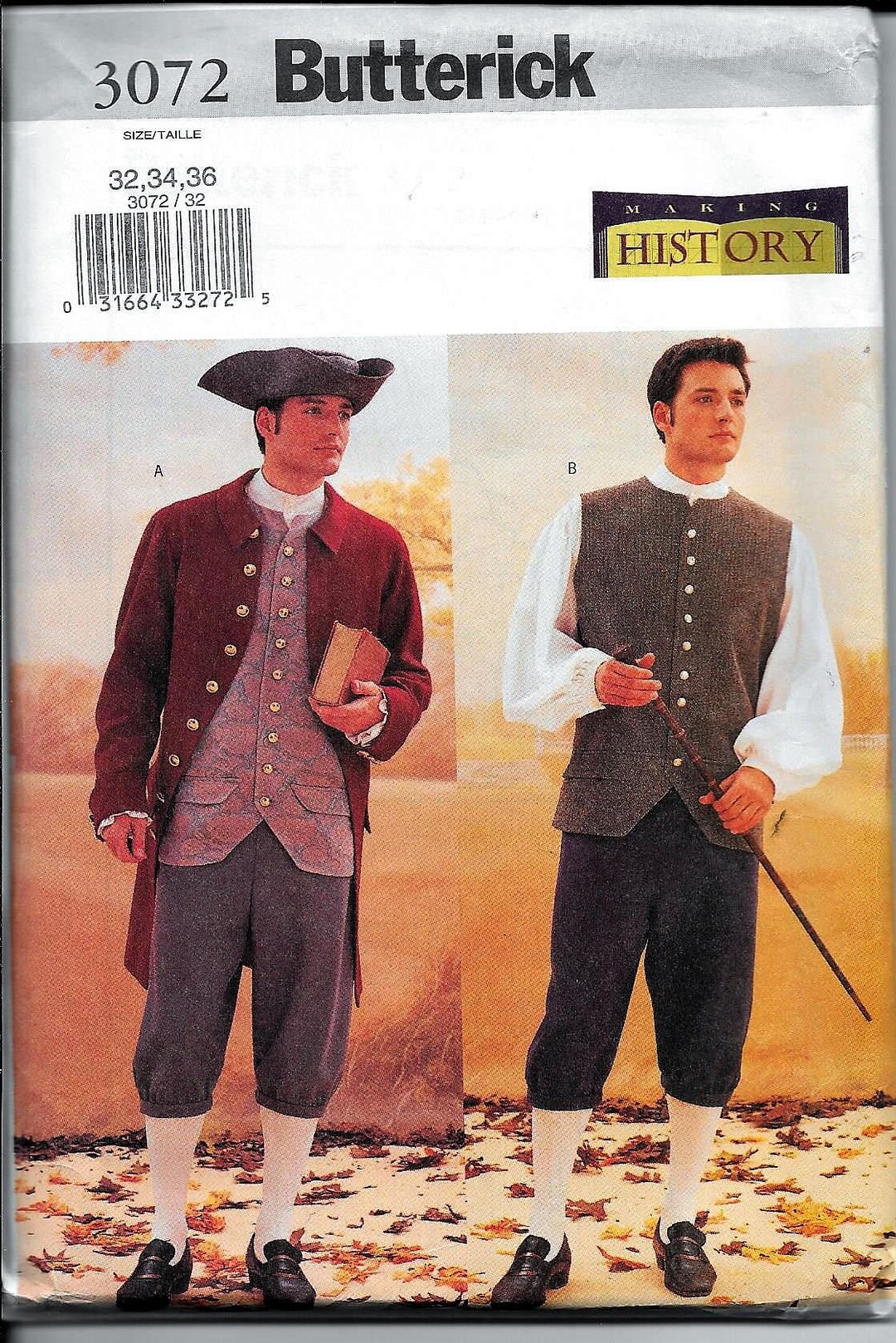 Butterick 3072 Colonial Patriot Revolutionary Mens Coat and Vest ...