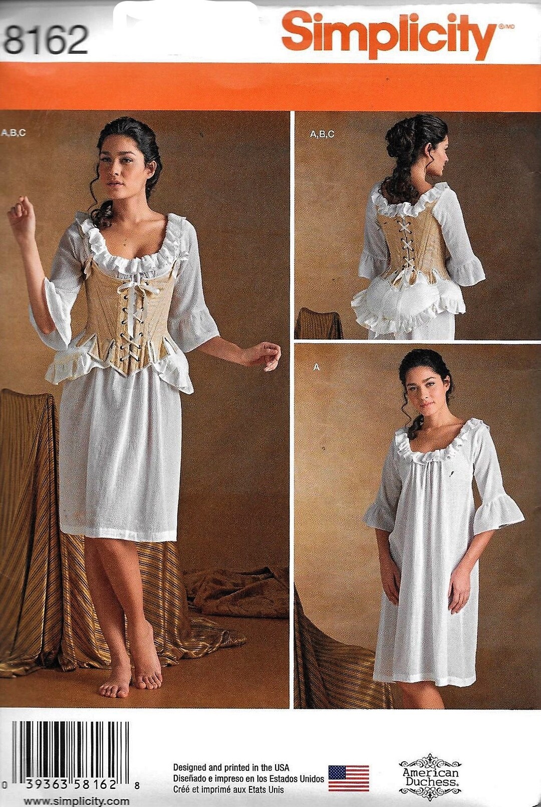 Simplicity 8162 Misses 18th Century Undergarments Corset Costume Sewing ...