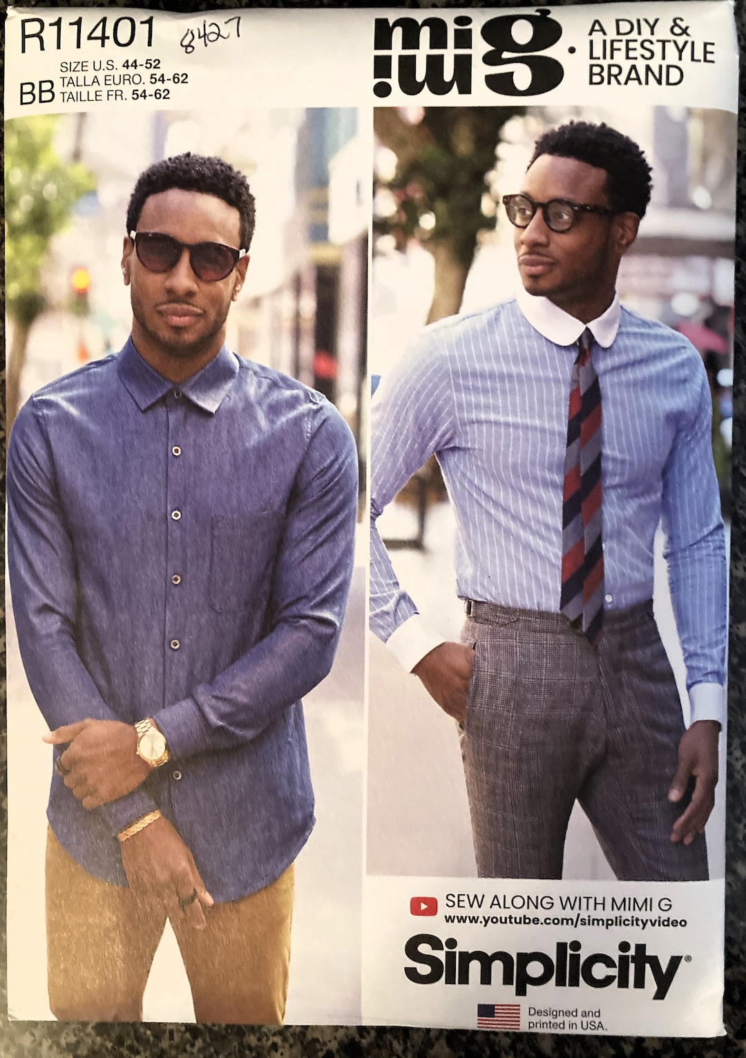 Simplicity 8427/R11401 Mimi G Men's Fitted Button Down Shirt Sewing ...