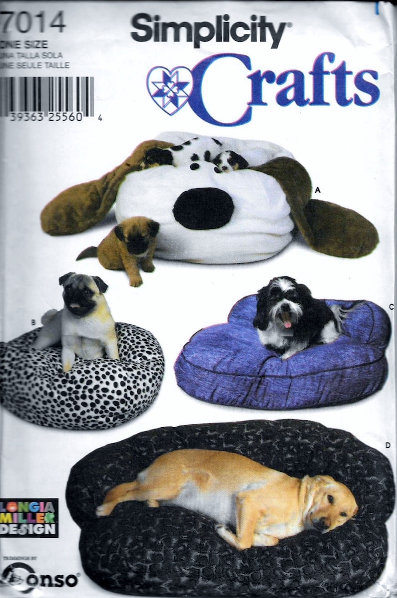 Simplicity 7014 Crafts Dog Cat Bed Pillow Bean Bag Chair Sewing Pattern ...