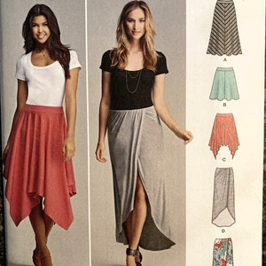 Simplicity 1201 Misses' Knit Pull-on Wrap Skirt Handkerchief Hem Sewing ...