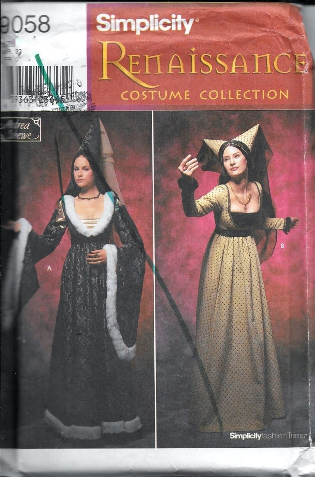 Simplicity 9058 Renaissance Medieval Dress and Hat Costume Sewing ...