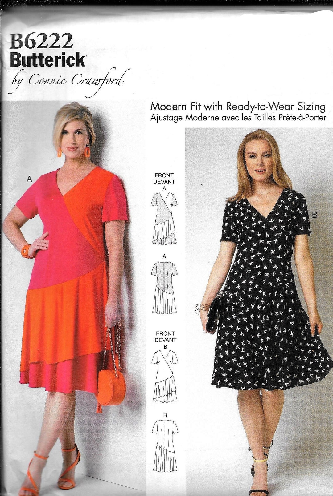 Butterick B6222 Sewing Pattern Connie Crawford Loose Dress Asymetrical ...