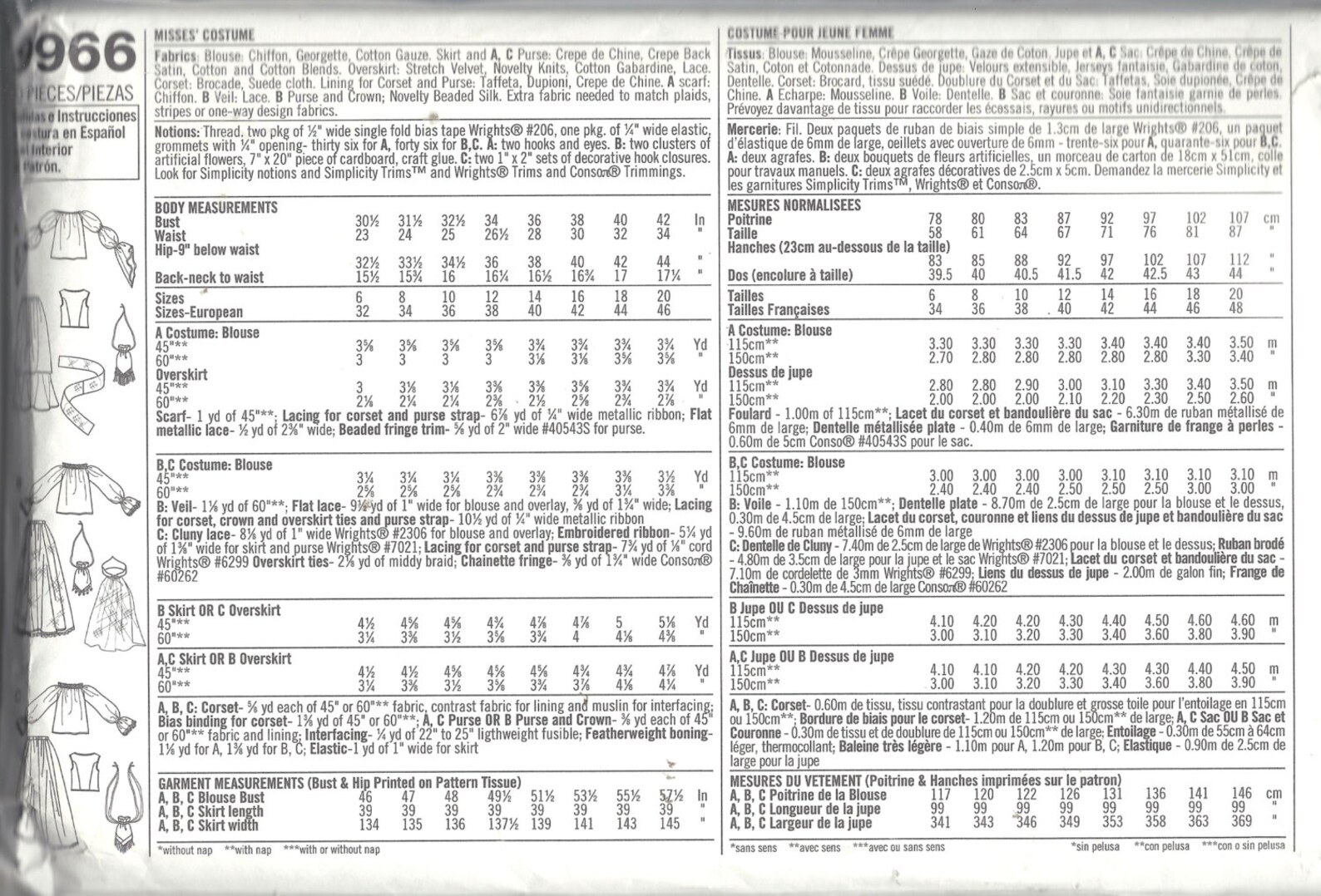 Simplicity 9966 Renaissance SCA Wench Peasant Gypsy Medieval | Etsy