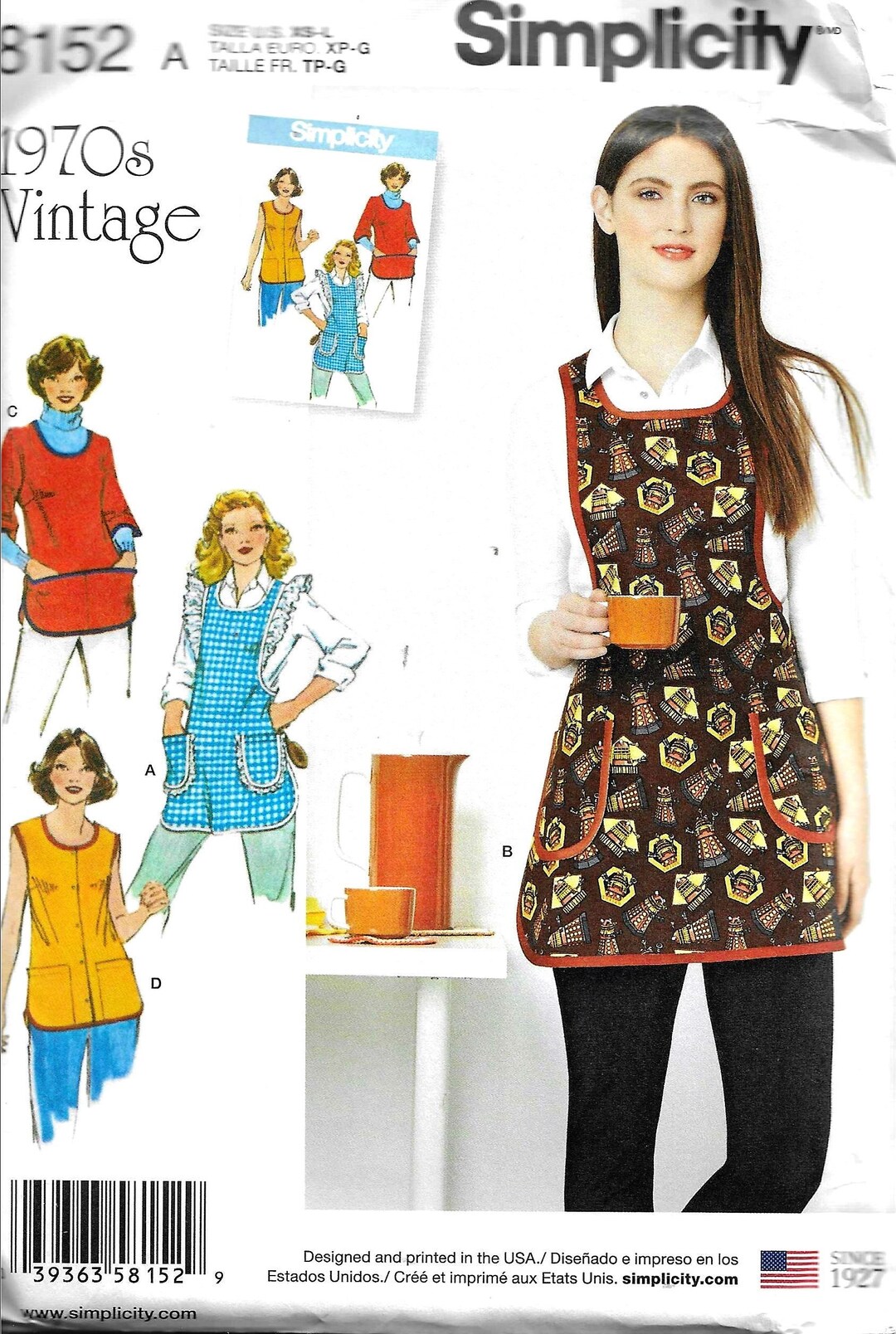 Simplicity 8152 Misses 1970s Reprint Vintage Apron Sewing Pattern UNCUT ...