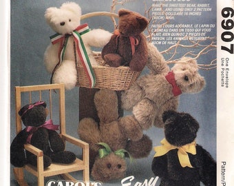 Mccall's 6907 Crafts 16 Stuffed Plush Fur Teddy Bear - Etsy