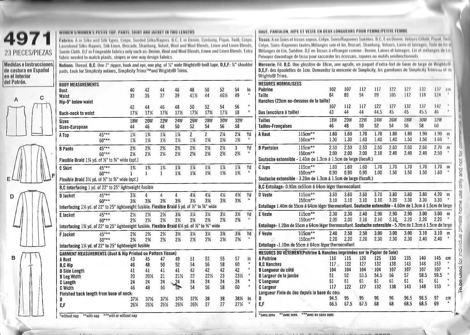 Simplicity 4971 Women's Khaliah Ali Plus Jacket Skirt Pants Top Sewing ...