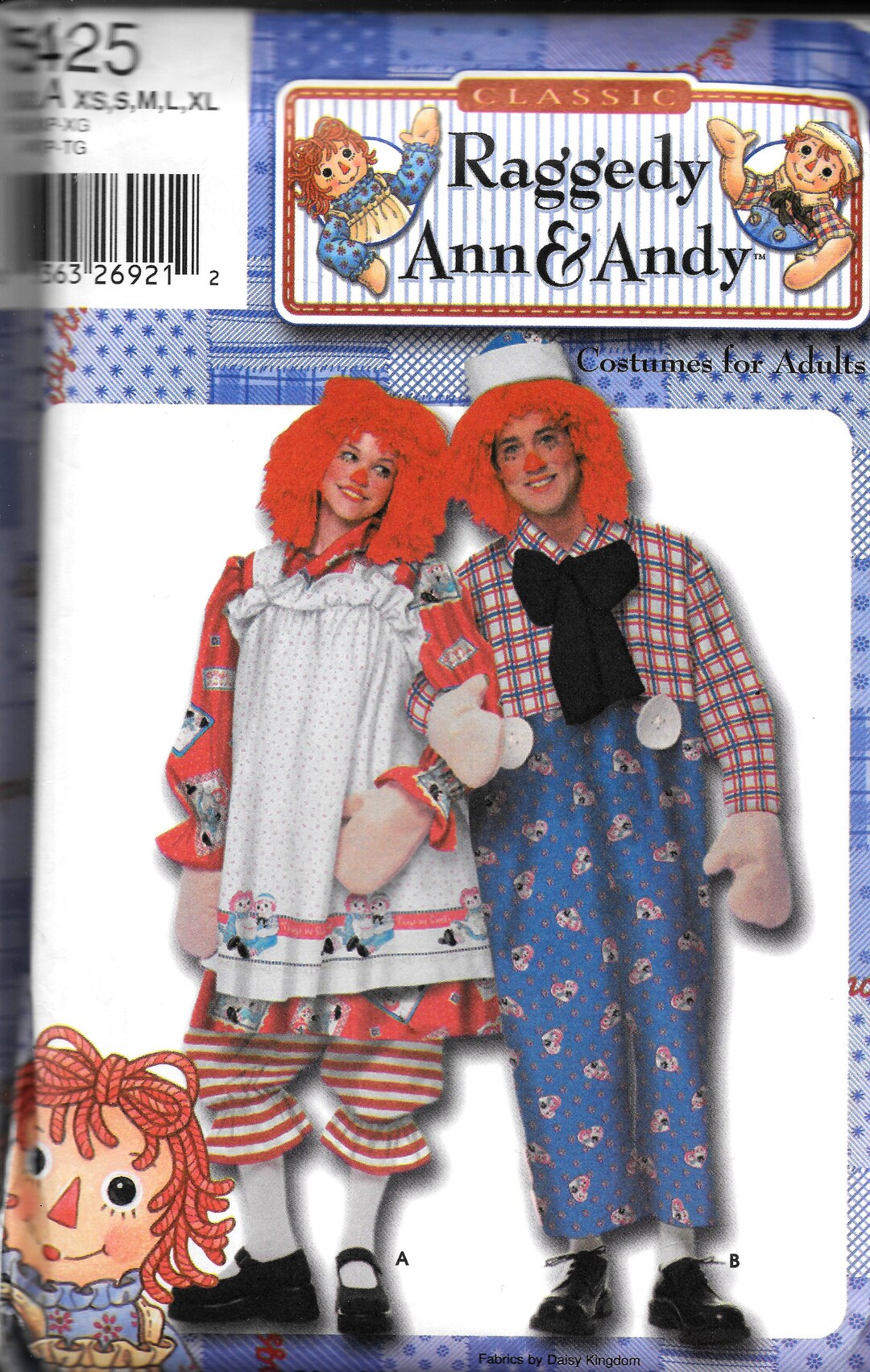 Simplicity 5425 Raggedy Ann and Andy Rag Doll Costume Sewing Pattern ...