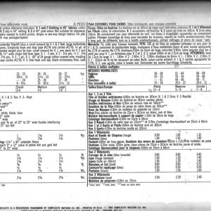 Simplicity 7544 an American Tail Fievel Goes West Childs Costume Sewing ...