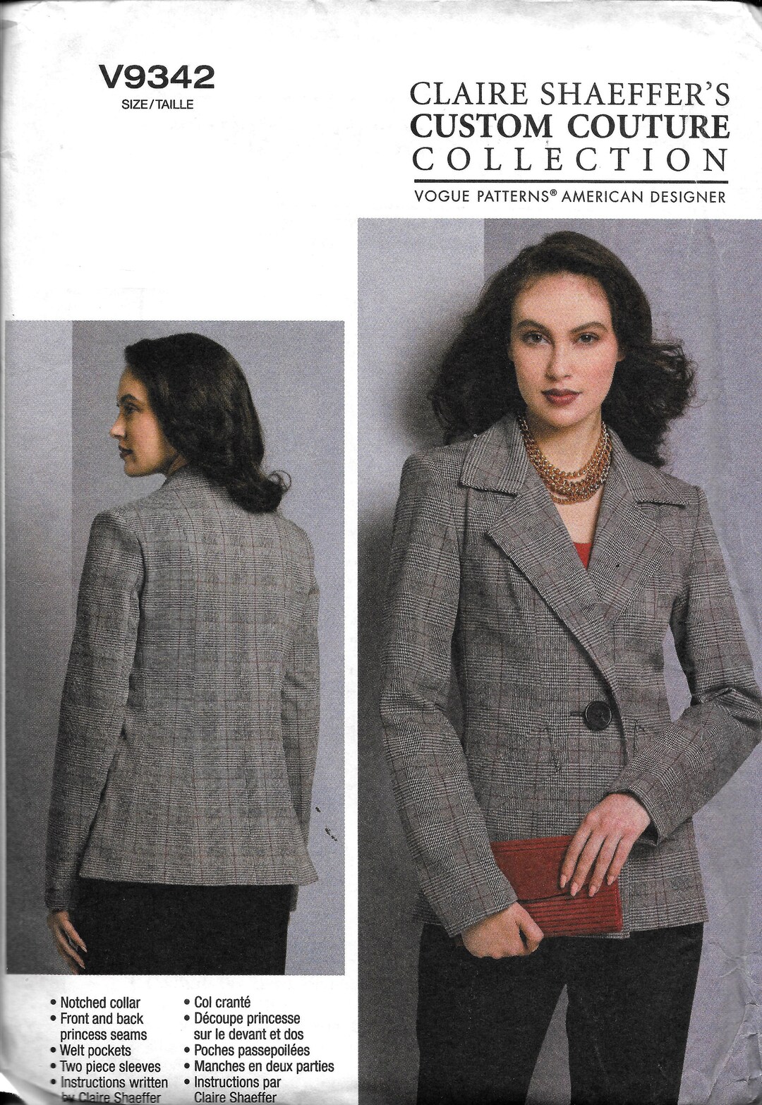 Vogue V9342 Designer Claire Shaeffer Custom Couture Jacket Sewing ...